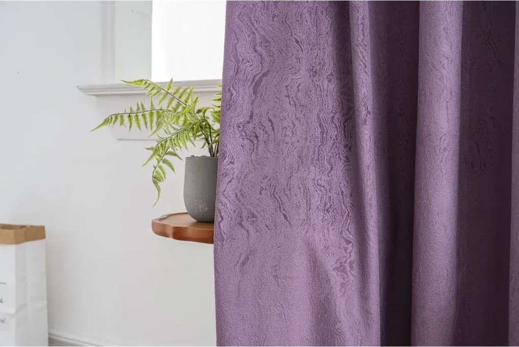 Zatemňovací závěs DUNES VELVET 140x250 cm, fialový Zavěšení: Řasící páska