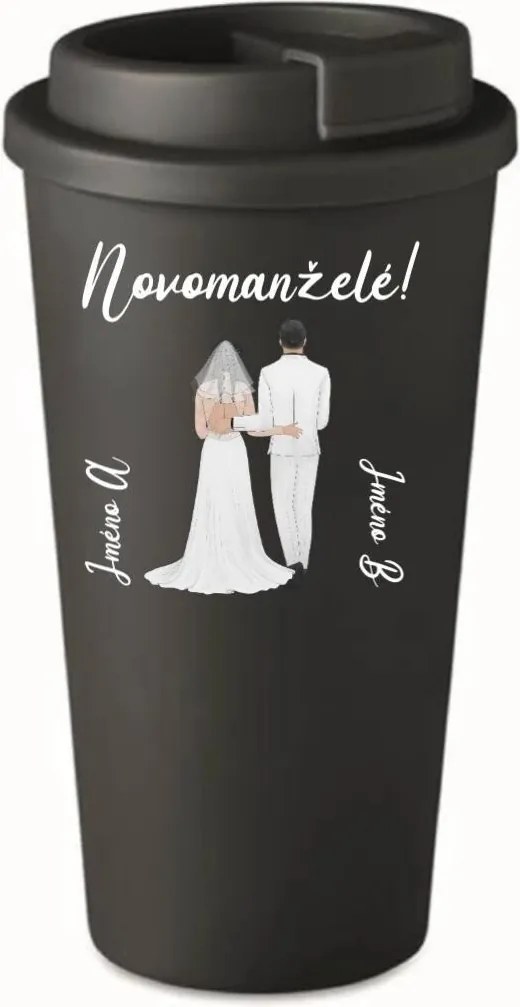 Personalizovaný cestovní termohrnek se svatebním párem