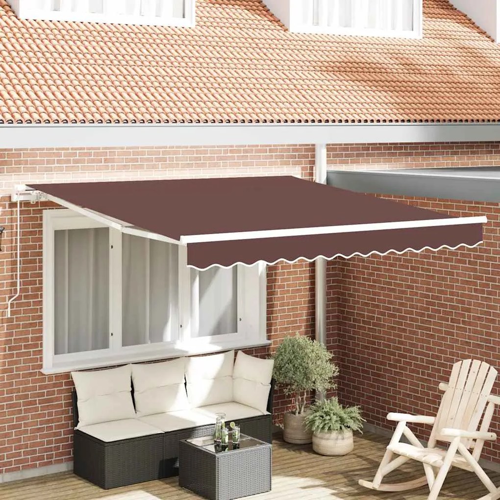 Ručně zatahovací markýza hnědá 300 x 250 cm 3215633