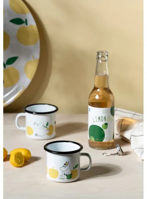 Hrnek Moomin Joyful Apples 0,25l, smalt / bílo-žlutý
