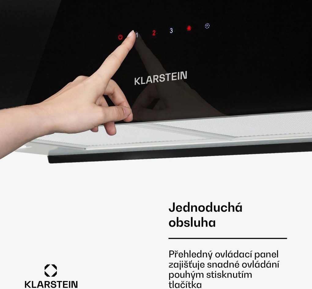 Klarstein Kronleuchter XL, digestoř, 90 cm, ostrůvková, 577 m³/h, dotyková, LED, černá