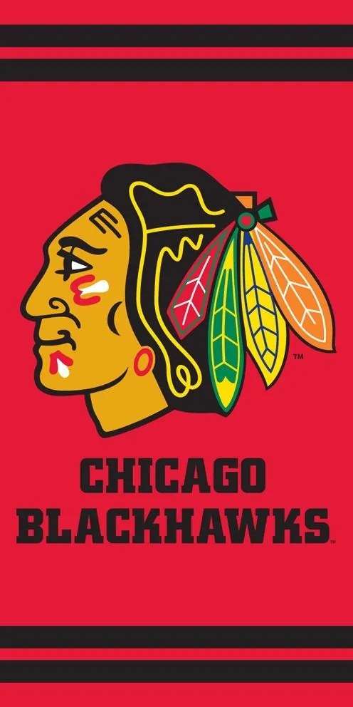 Hokejová froté osuška NHL Chicago Blackhawks - 70x140 cm, 100% bavlna