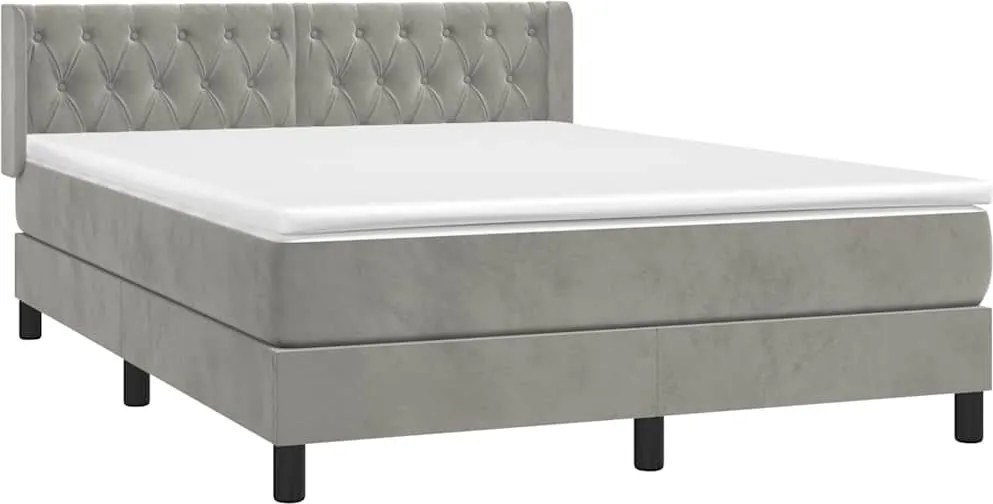 Box spring postel s matrací světle šedá 140x200 cm samet 3131141