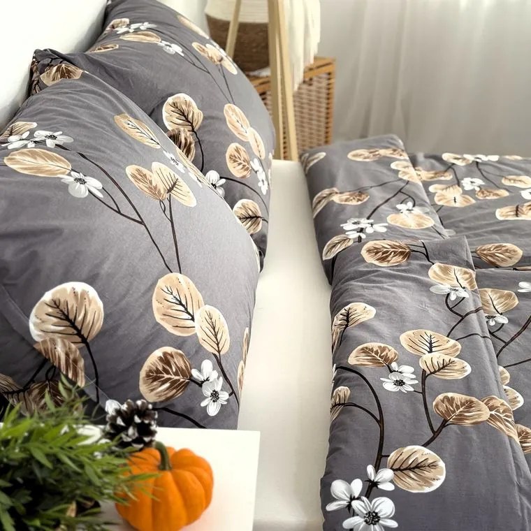 Krepové ložní povlečení KOJA HNĚDÁ