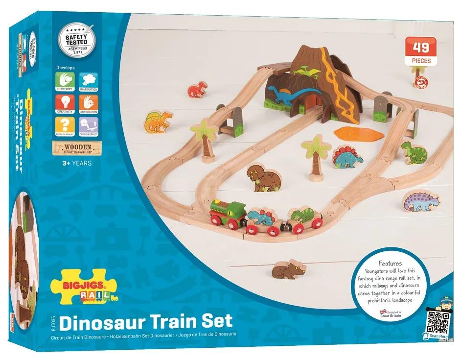 Bigjigs Rail Dřevěná vláčkodráha dinosauři