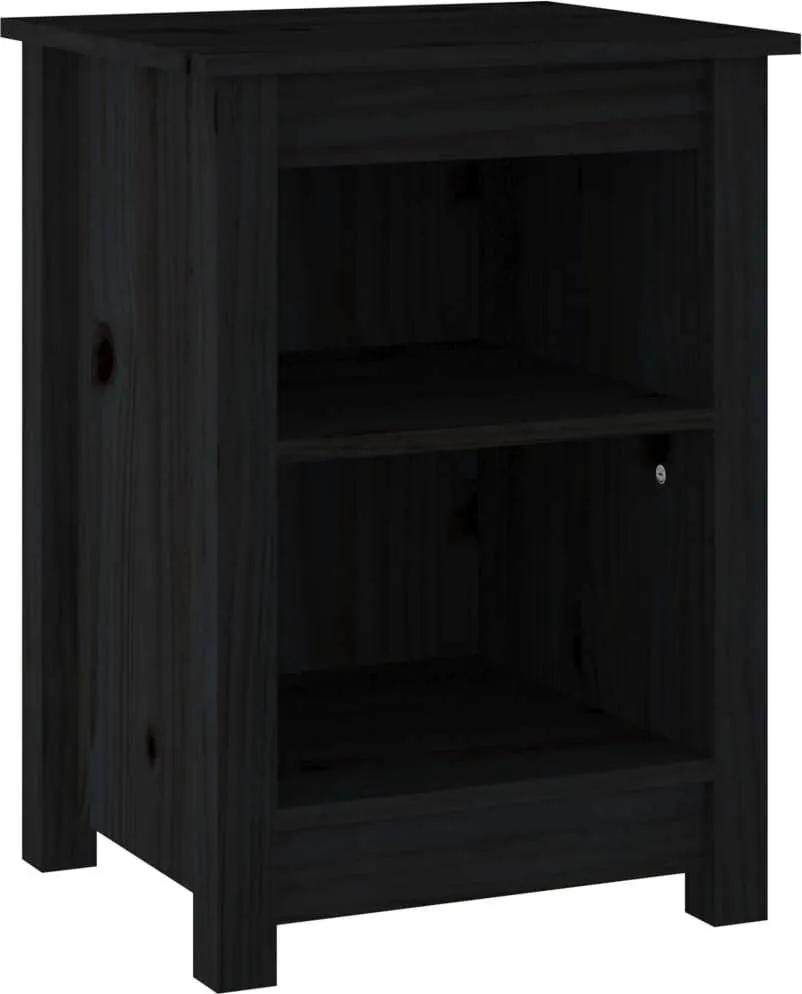 vidaXL Noční stolek 40 x 35 x 55 cm masivní borové dřevo [820964] Barva: Černá