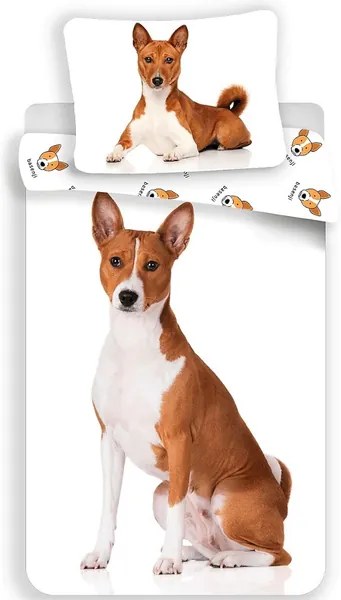 Jerry Fabrics povlečení bavlna fototisk Basenji 140x200 70x90 cm