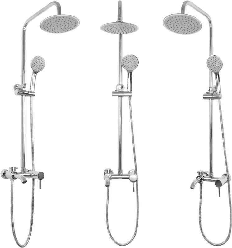 Erga Mutabi, sprchový set s baterií, hlavovou sprchou 20×20 cm a výtokem, chromová, ERG-YKA-BP.MUTABI-20-CHR