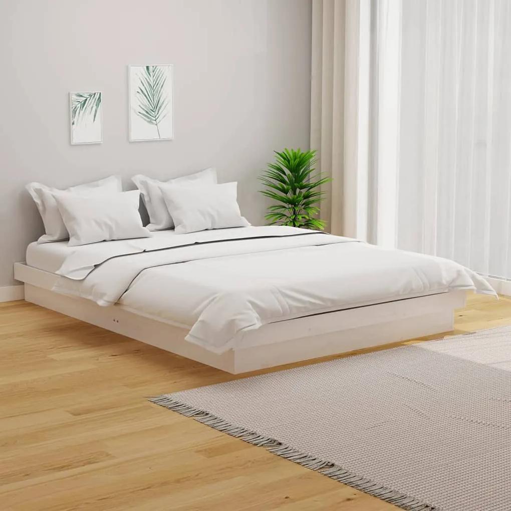 Rám postele bílý masivní dřevo 140 x 190 cm,  819953