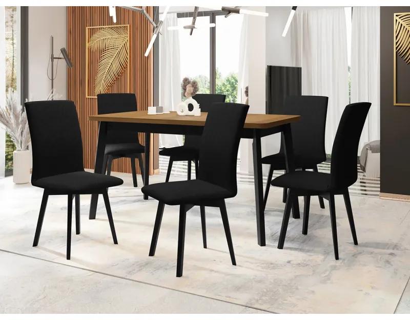 Jídelní jídelní stůl se 6 židlemi AL24, Barva dřeva: bílá-L, Potah: Zetta 297, Barvy nožiček: Bíla