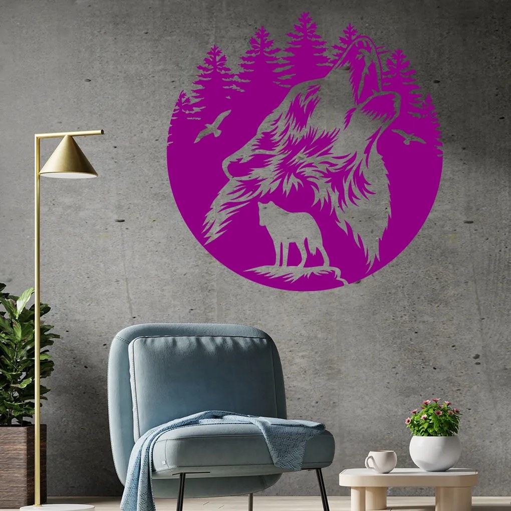 Živá Zeď Samolepka na zeď Vlci Barva: fialová, Velikost: 100 x 101 cm