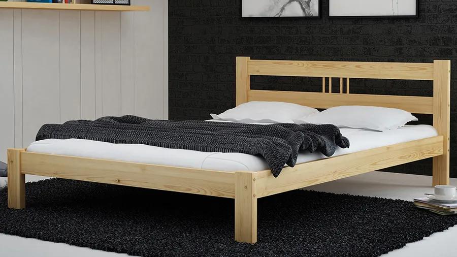 ImportWorld Dřevěná postel Jarda 140x200 + rošt ZDARMA (Barva dřeva: Borovice)
