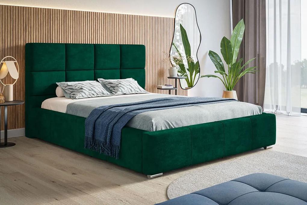 Prostorná čalouněná postel 200x200 cm Gia Barva: Zelená - Kronos 19