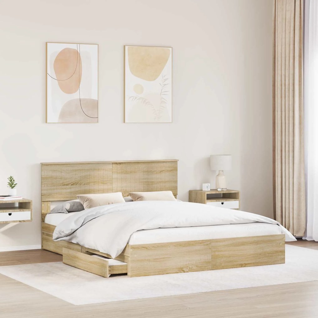 Postel s úložným prostorem se zásuvkou Sonoma dub 160 x 200 cm 3410779