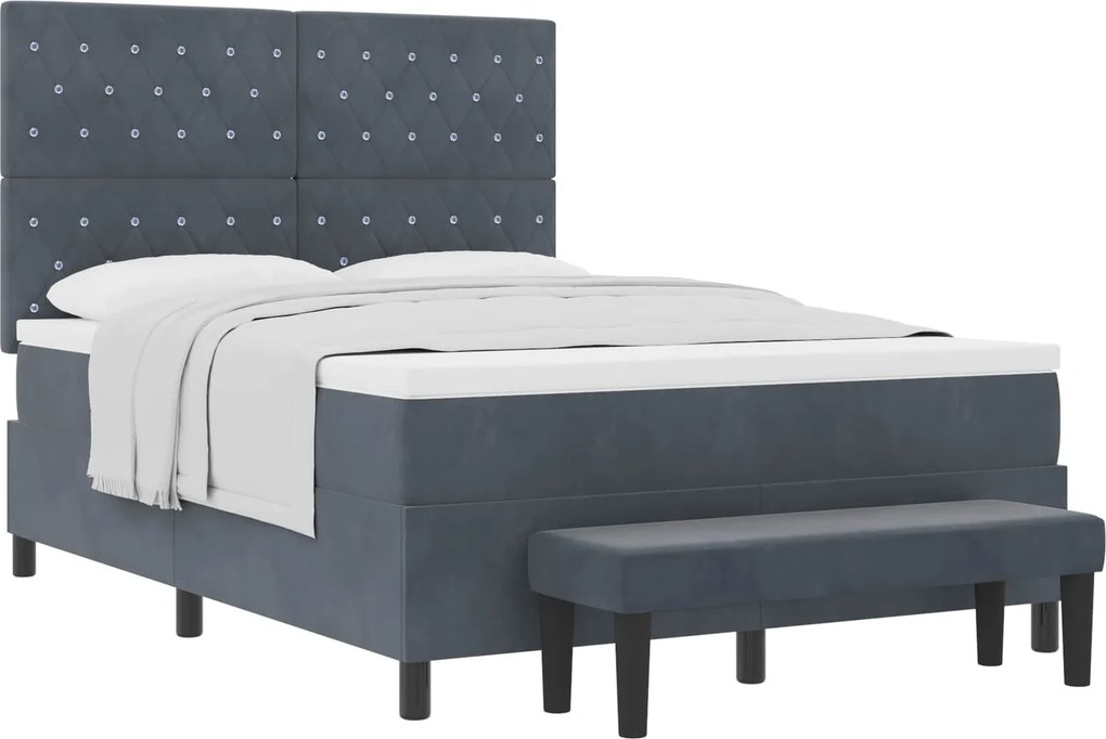 Postel s boxspringem s čelo Tmavě šedá 200 x 160 cm samet 3344457