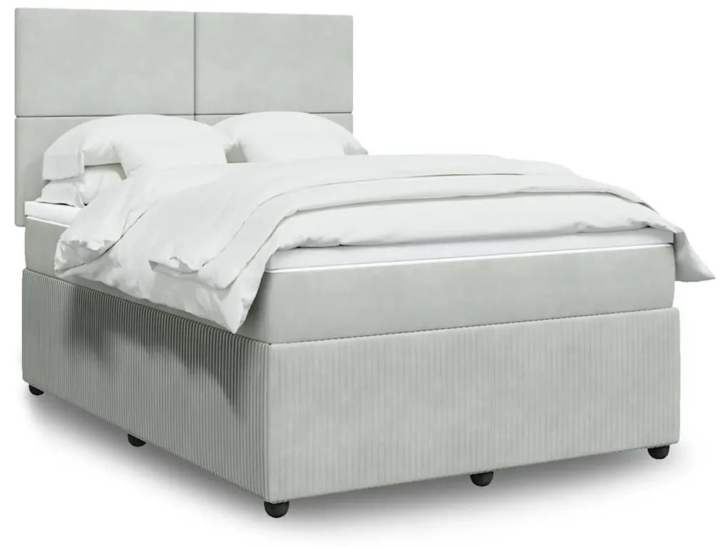 Box spring postel s matrací světle šedá 160x200 cm samet 3294676