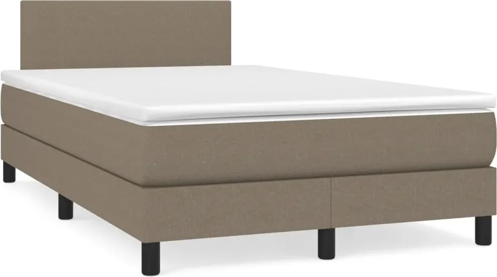 Box Spring Postel S Matrací A Led Textil Taupe Hladký design 120 x 190 cm