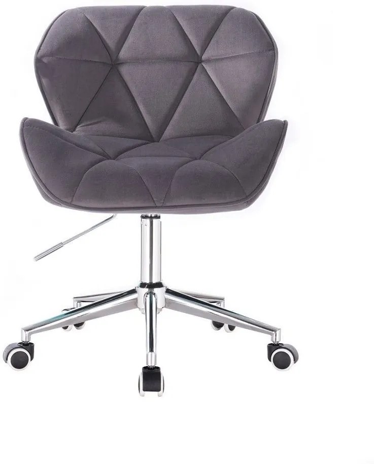 LuxuryForm DESIGN Otočná židle MILANO VELUR na stříbrné podstavě s kolečky - tmavě šedá