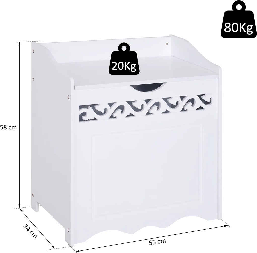 HOMCOM Dřevěný Koupelnový Skříňka, Úložná Skříň pro Ložnici, Obývací Pokoj, 55L x 34Š x 58V cm, Bílá
