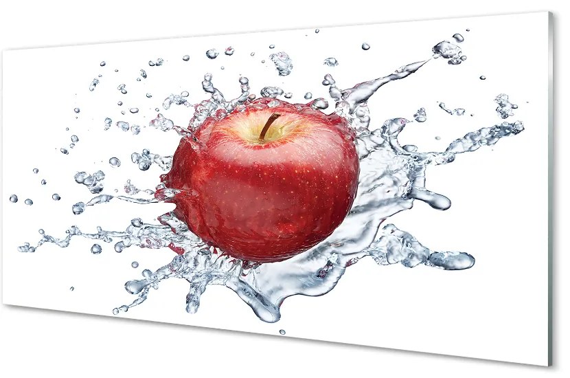 Obraz na skle Červené jablko ve vodě 140x70 cm
