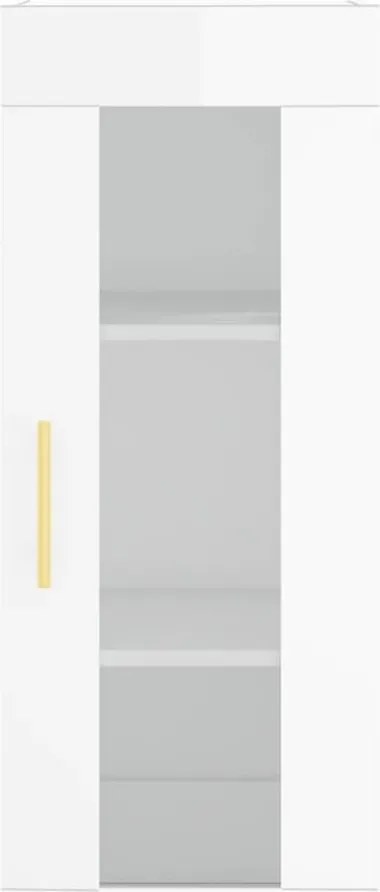 vidaXL Skříň highboard 34,5 x 34 x 180 cm kompozitní dřevo [3199291] Barva: bílá s vysokým leskem
