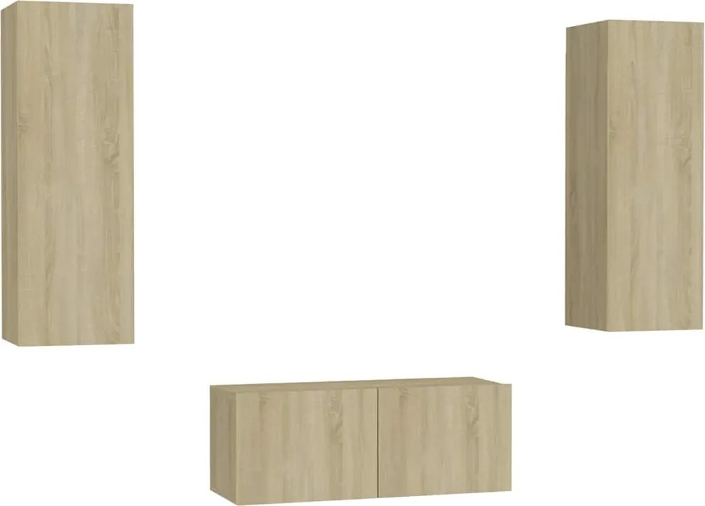 3dílný set TV skříněk dub sonoma kompozitní dřevo 3078973