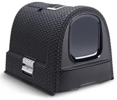 Curver WC kočka kryté domek Rattan 39x39x51cm antracit