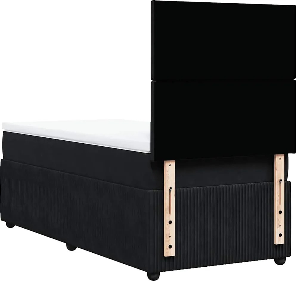 Box spring postel s matrací černá 90x190 cm samet 3292210