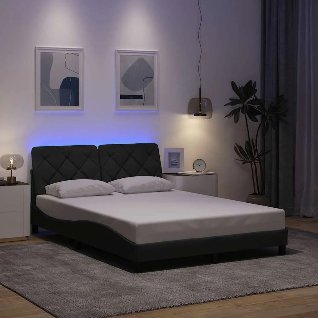 Rám postele s LED bez matrace Tmavě šedá 140x190 cm Látka 3310665