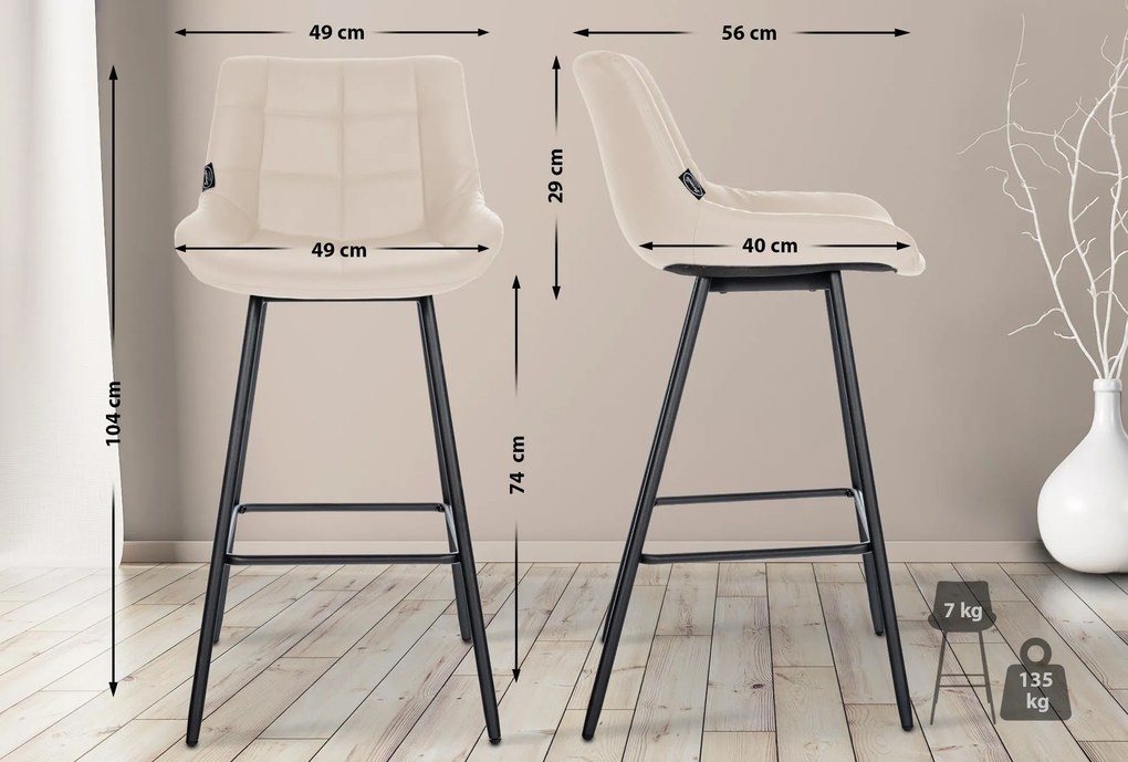 Barová židle Weston umělá kůže – krémová