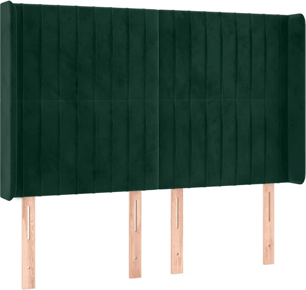 Box spring postel s matrací a LED tmavě zelená 140x200 cm samet 3139688