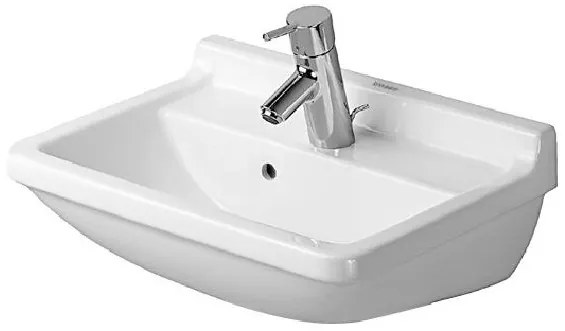 Duravit Starck 3 - Umyvadlo 50x36 cm, s 1 otvorem pro baterii, s WonderGliss, alpská bílá 03005000001