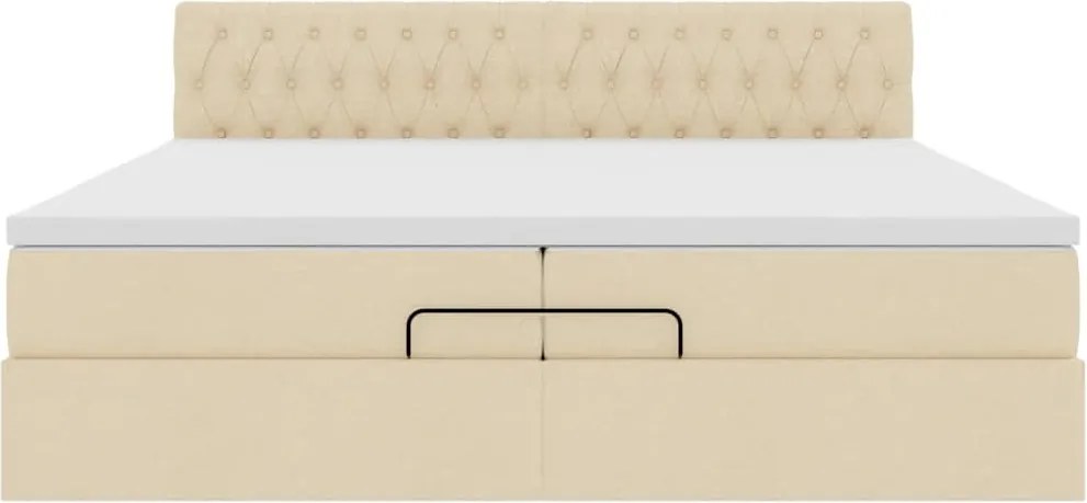Osmanský rám postele s matrací krémová 200x200 cm textil 3311572