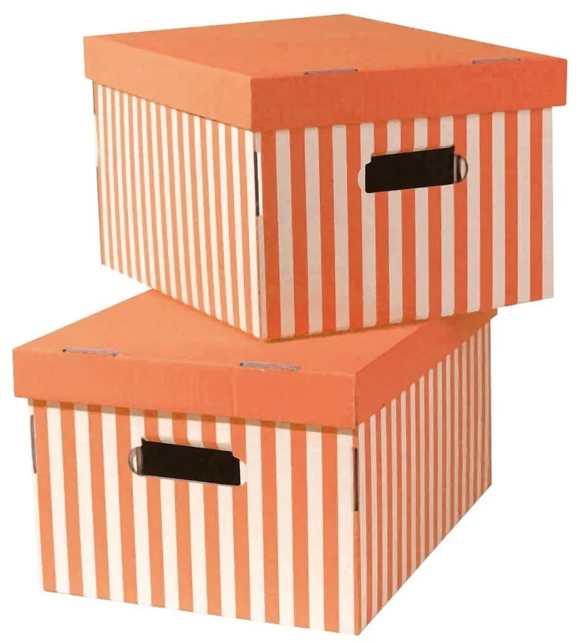 Sada 2 oranžových úložných krabic Compactor Stripes