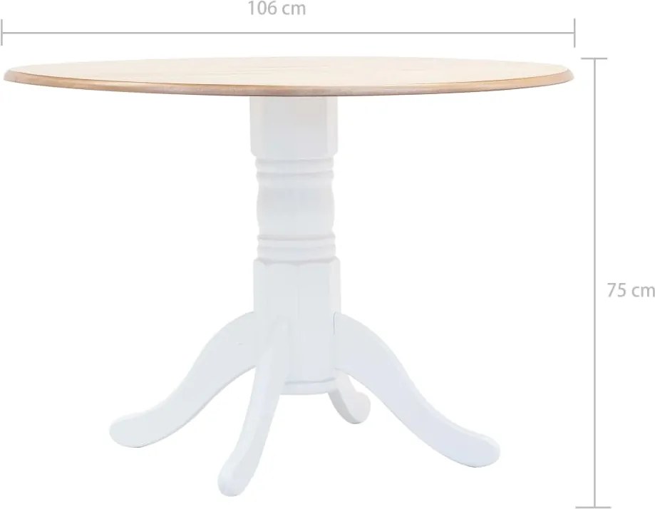 Jídelní stůl bílo-hnědý 106 cm masivní kaučukovník 247354