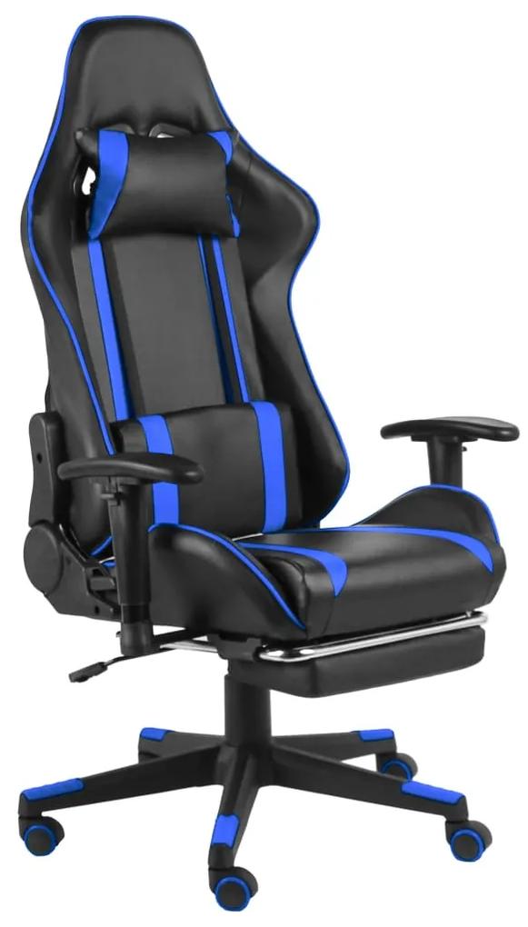Otočná herní židle s podnožkou modrá PVC,  20485