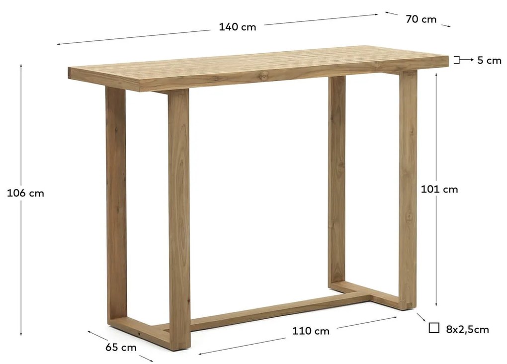 Zahradní barový stůl adell 140 x 70 cm přírodní MUZZA