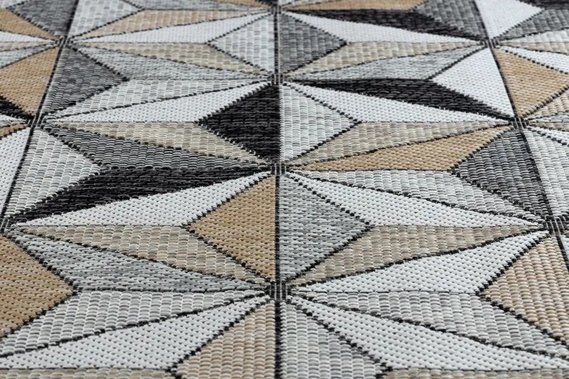 Dywany Łuszczów Kusový koberec Cooper Sisal Mosaic 22222 ecru/black – na ven i na doma - 160x220 cm