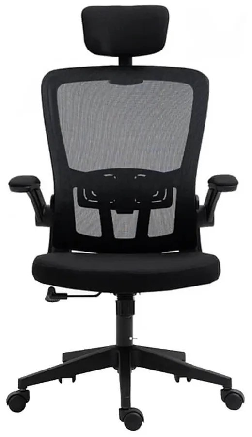 Ergonomická kancelářská židle s bederní opěrkou a opěrkou hlavy, černá
