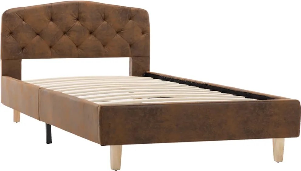 Rám postele hnědý umělá broušená kůže 90 x 200 cm 284936
