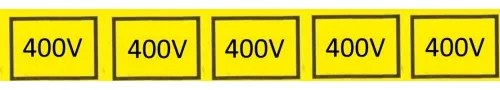 Samolepka, 400V v obdélníku (5x) (žlutá) 25x15mm