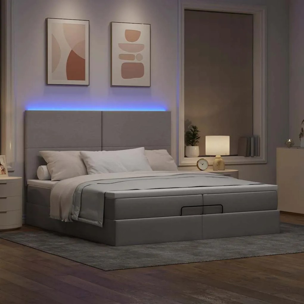 Osmanský rám postele s matracíes taupe 200x200cm textil 3313952