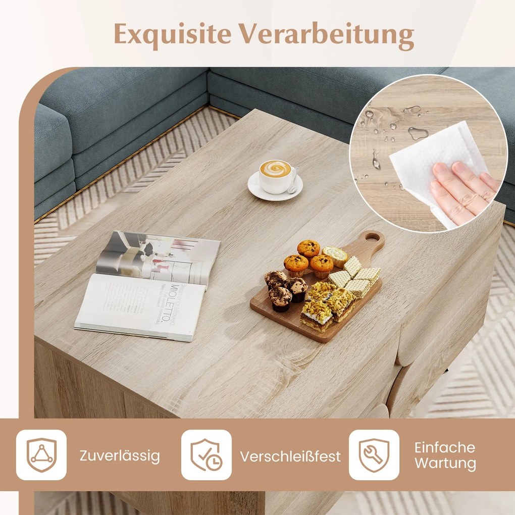 Costway Moderní konferenční stolek s úložným prostorem Farmhouse Accent Table