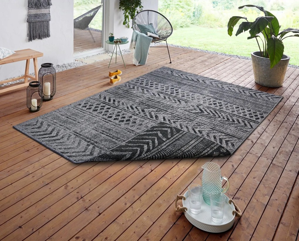 NORTHRUGS - Hanse Home koberce Kusový koberec Twin Supreme 105417 Biri Night Silver – na ven i na doma - 160x230 cm