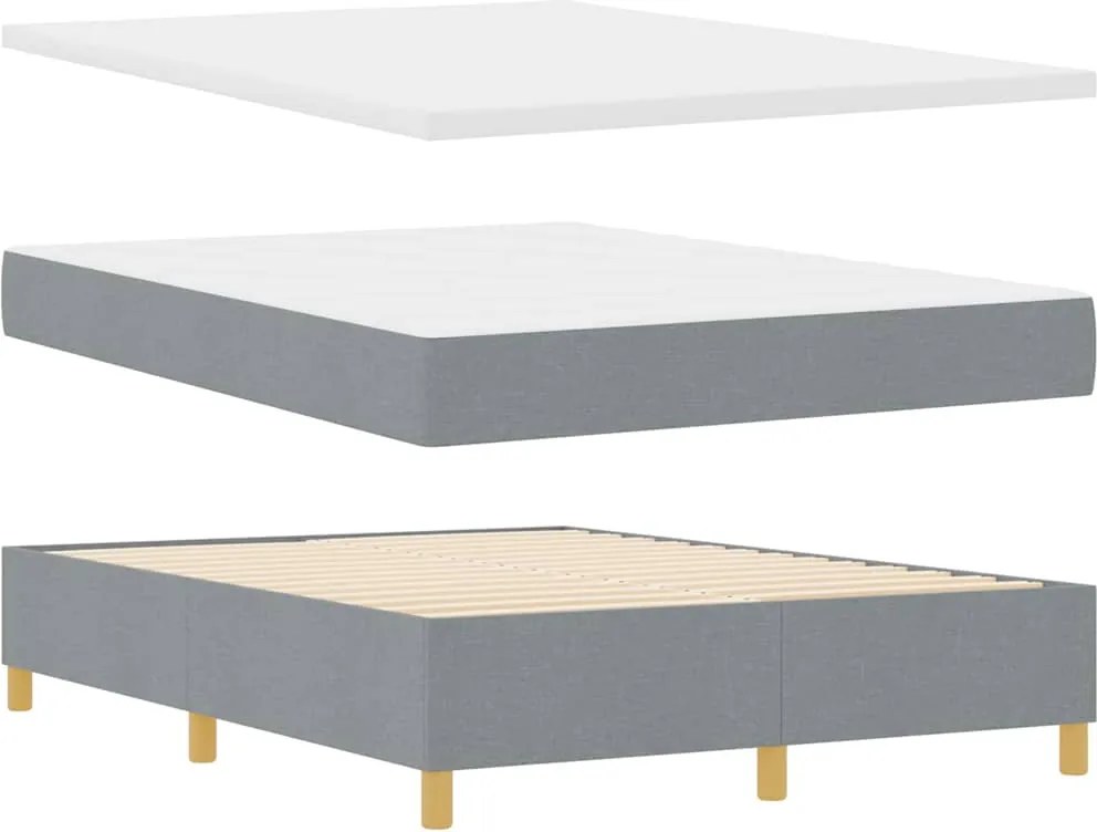 Postel s boxspringem s čelo Světle šedá 140 x 200 cm textil 3341833