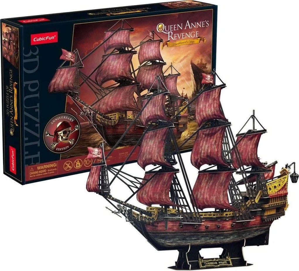 3d puzzle cubicfun 3d puzzle plachetnice queen anne's revenge 391 dílků