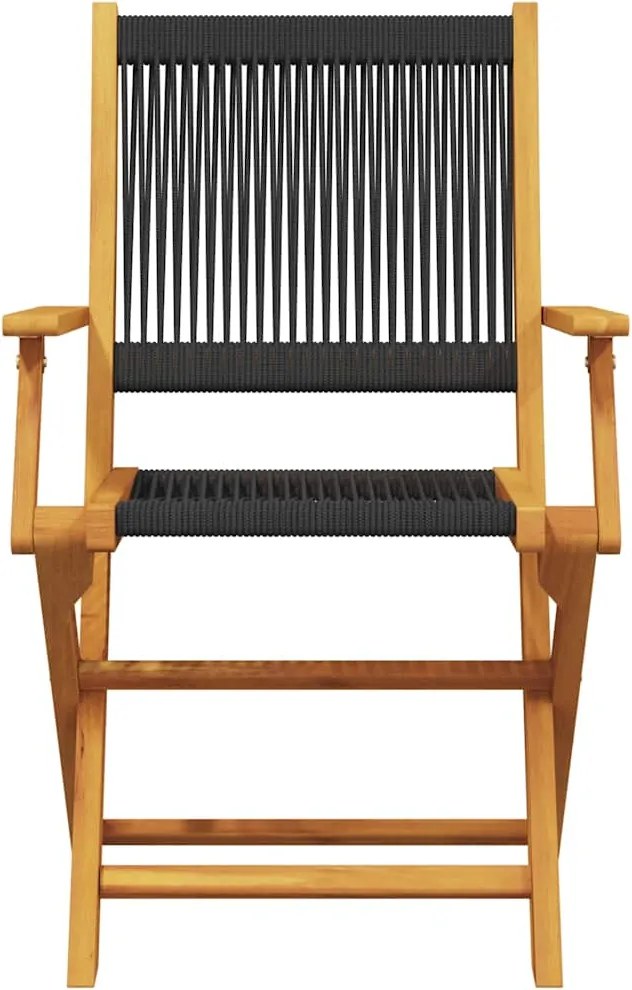 3dílný bistro set černý polypropylen a masivní dřevo 3281793