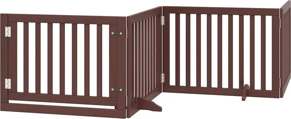 Zábrana pro psy s dvířky skládací 12 panelů hnědá 960 cm topol 3155692