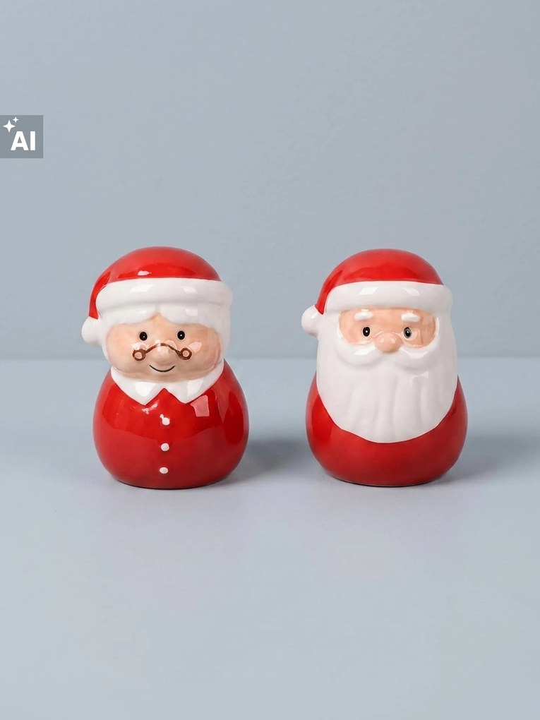 Sinsay - Stojící vánoční dekorace ve tvaru Santa Clause a paní Clausové 2 pack - vícebarevná