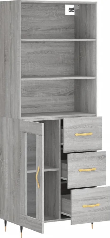 Skříň highboard šedá sonoma 69,5 x 34 x 180 cm kompozitní dřevo 3189491